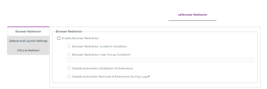 Browser Redirector Settings