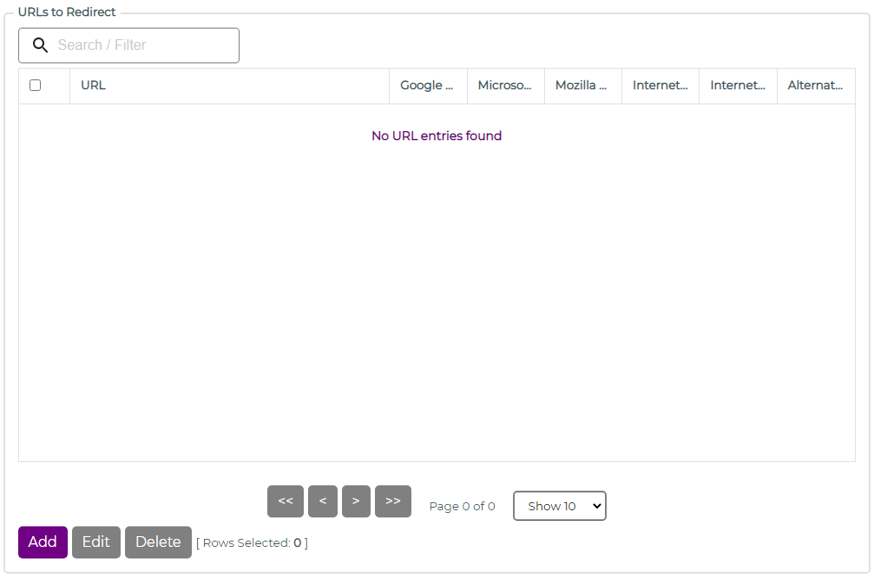 Browser Redirector Settings