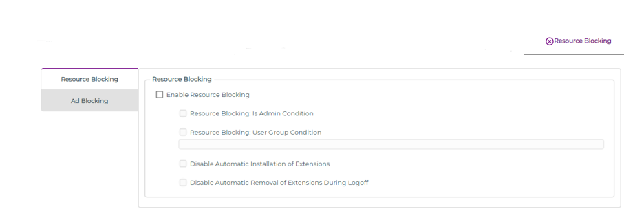 Resource Blocking Settings