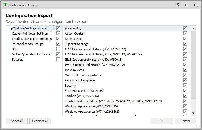 Import and Export Configurations