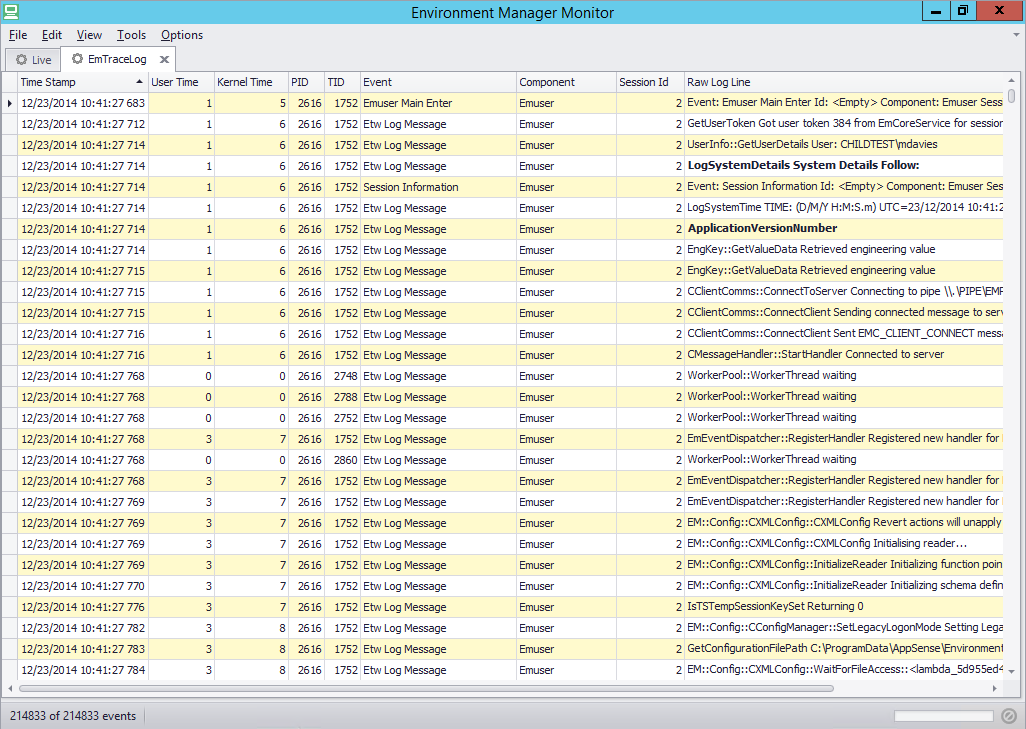 View Raw Logs from Live or Disk