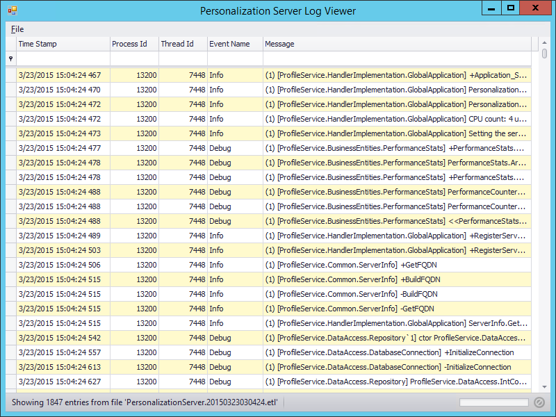 Personalization Server Log Viewer