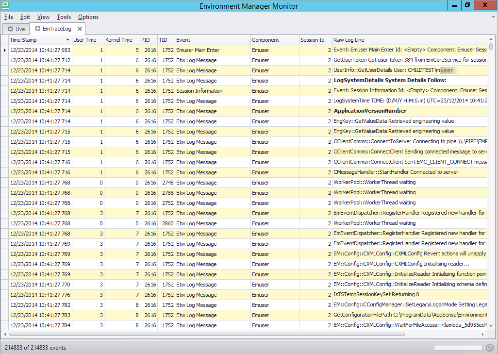 View Raw Logs from Live or Disk