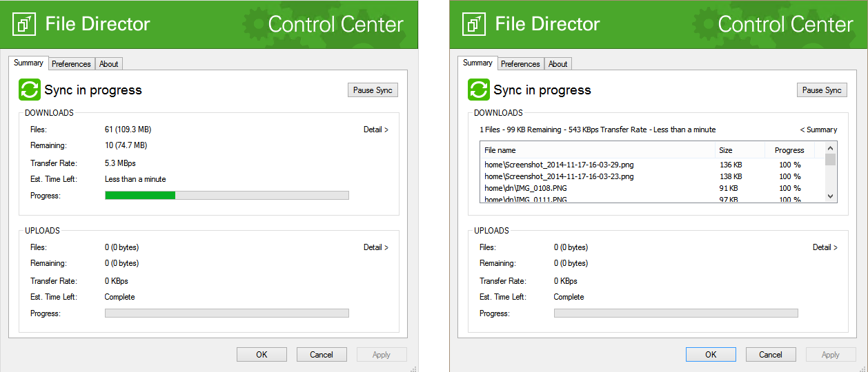 File transfer status