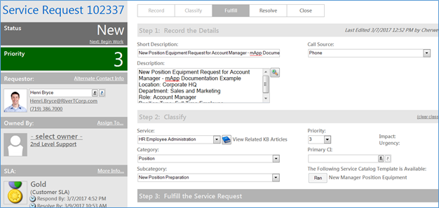 Service Request Created (New Position)
