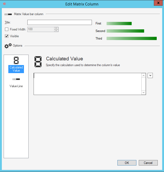 Define A Value Bar Column For A Matrix Widget