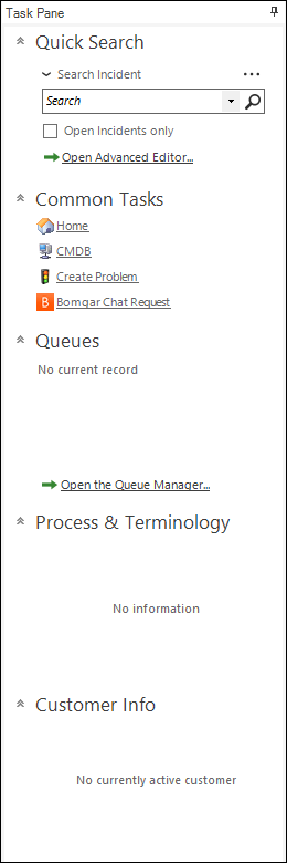 CSM Desktop Client Task Pane