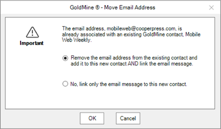 Linking Email Messages to GoldMine Contacts