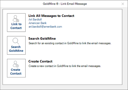 Linking Email Messages to GoldMine Contacts