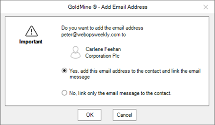 Linking Email Messages to GoldMine Contacts