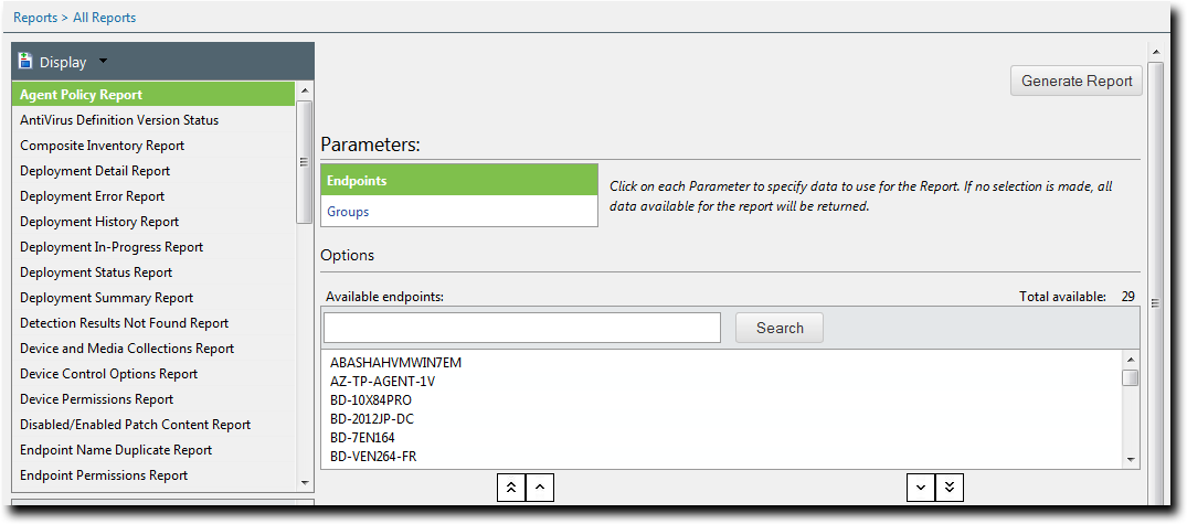 The All Reports Page