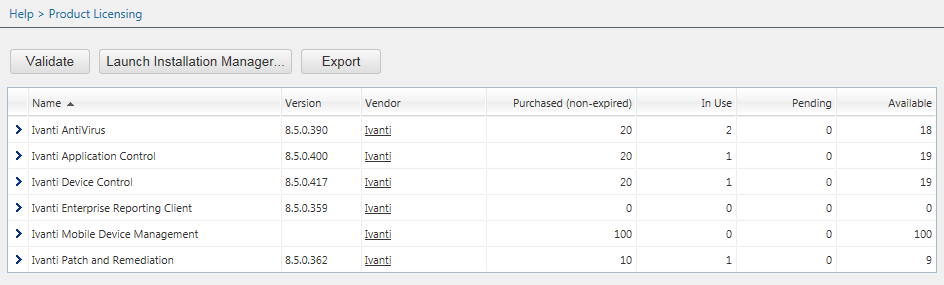The Product Licensing Page