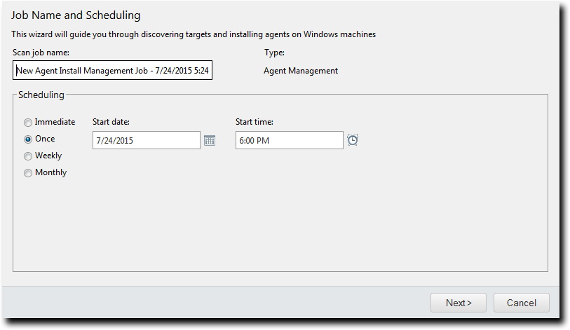 Installing Agents by Agent Management Job