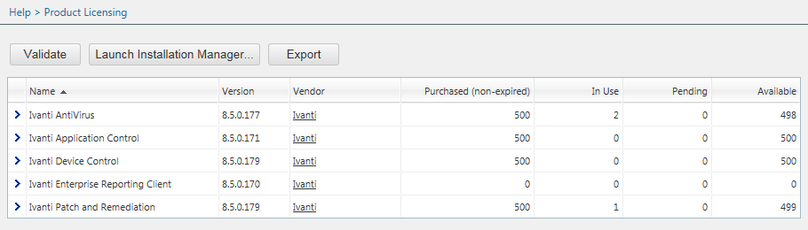 The Installation Manager Product Licensing Page