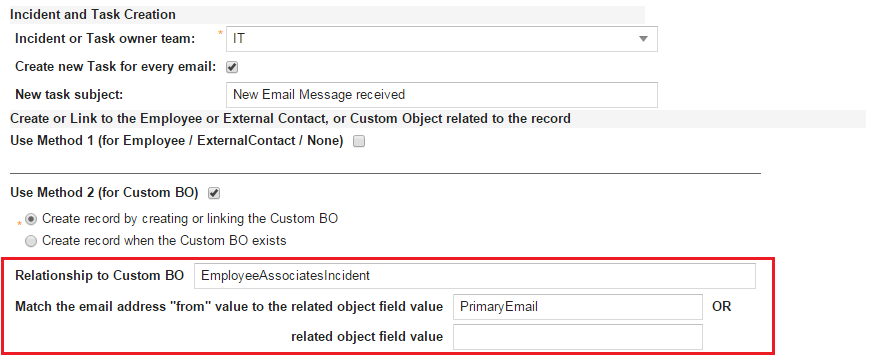Example: Creating or Linking Business Objects via Email