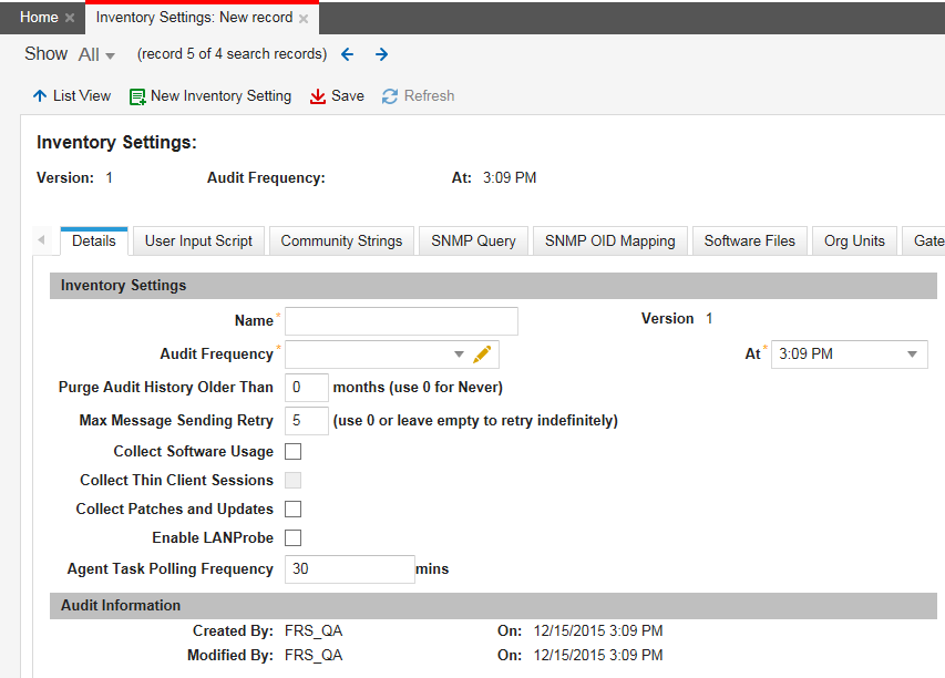 Using the Inventory Settings Workspace