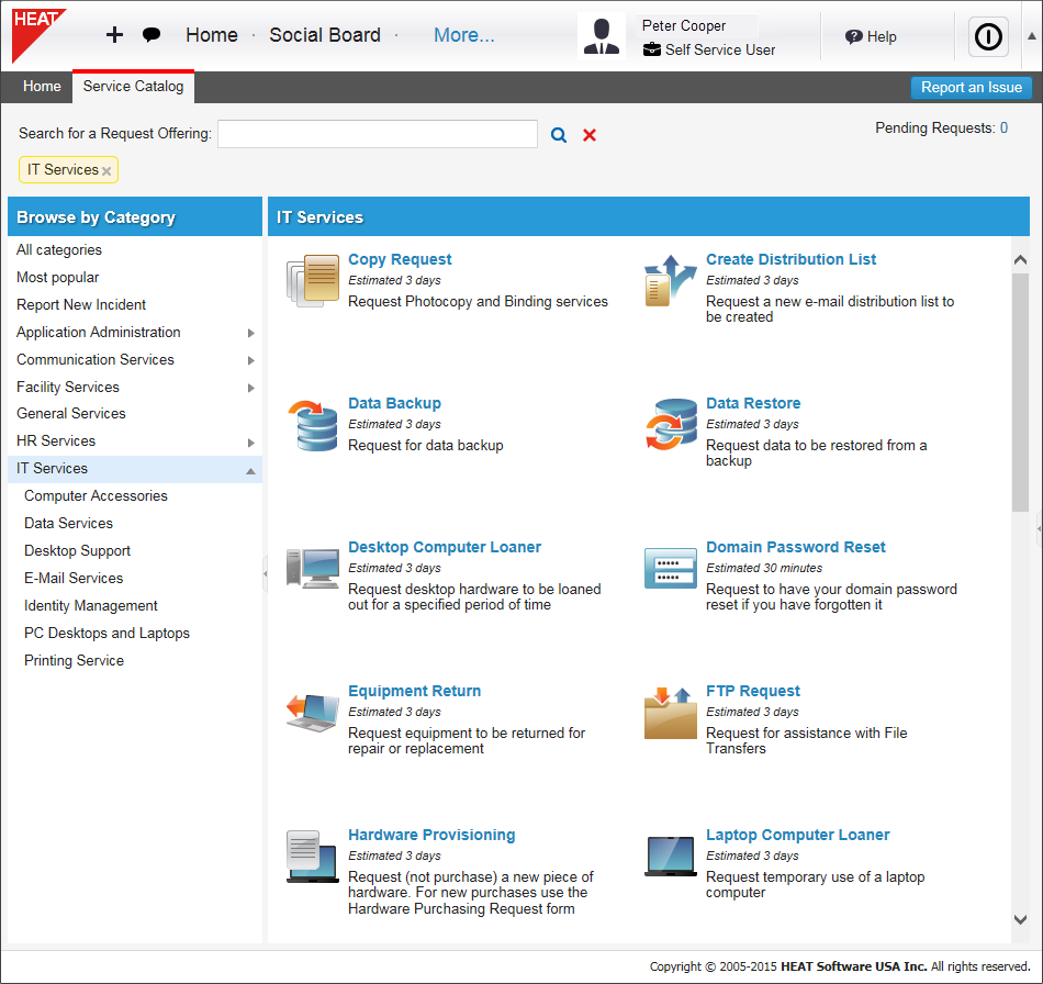 Working with the Service Catalog