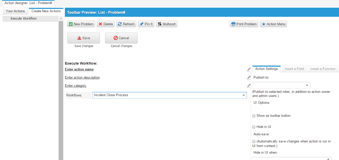 Execute Workflow Quick Action