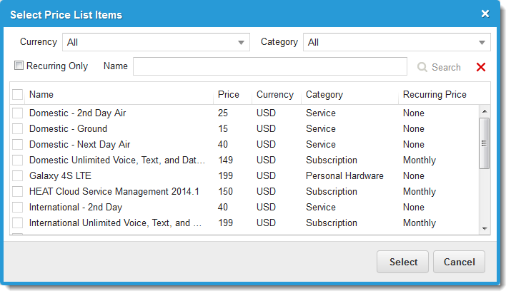 Working with Price Lists