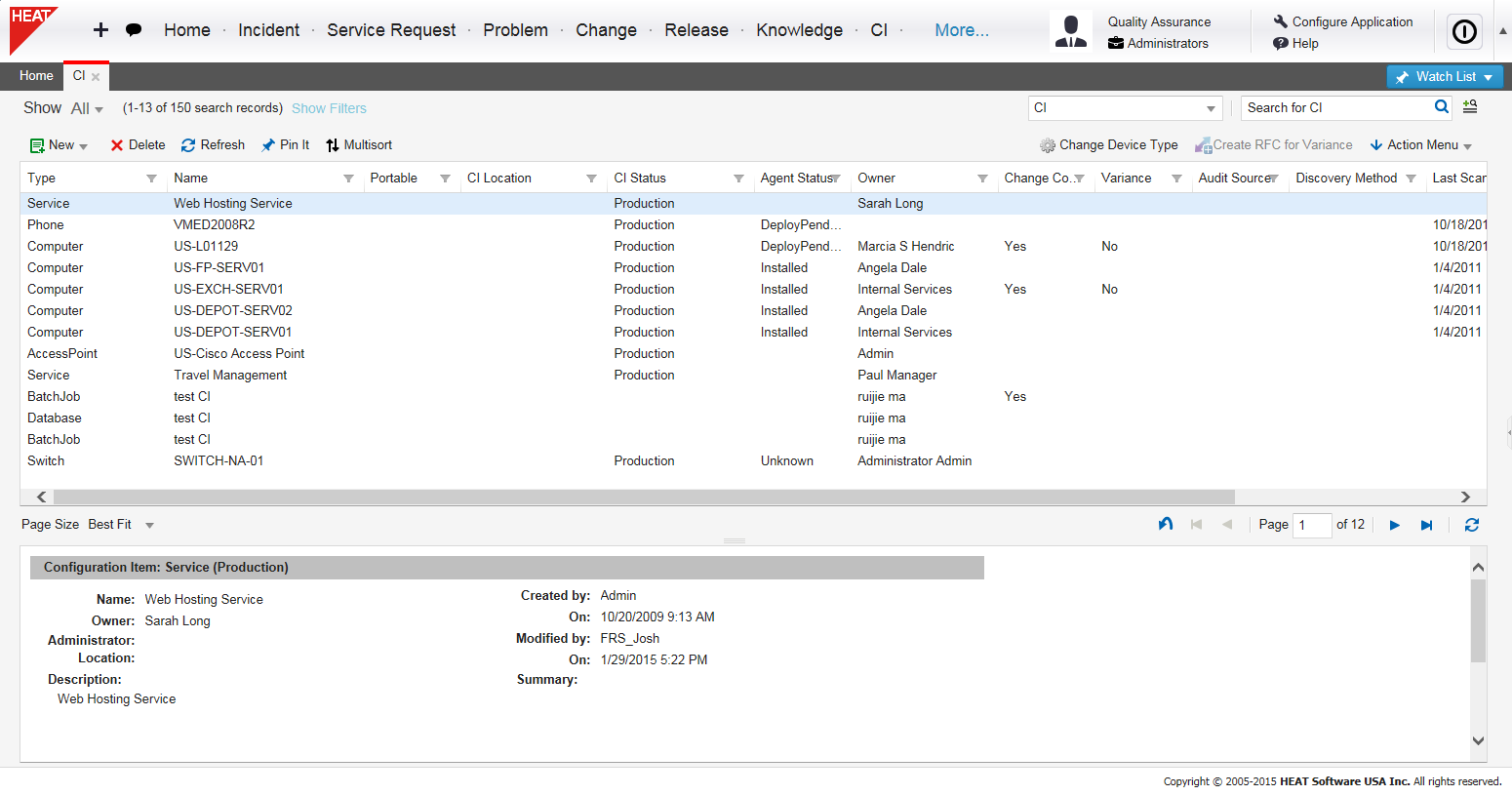 Working with Configuration Item Management