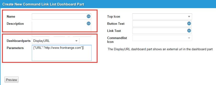 Supporting a URL in a Dashboard
