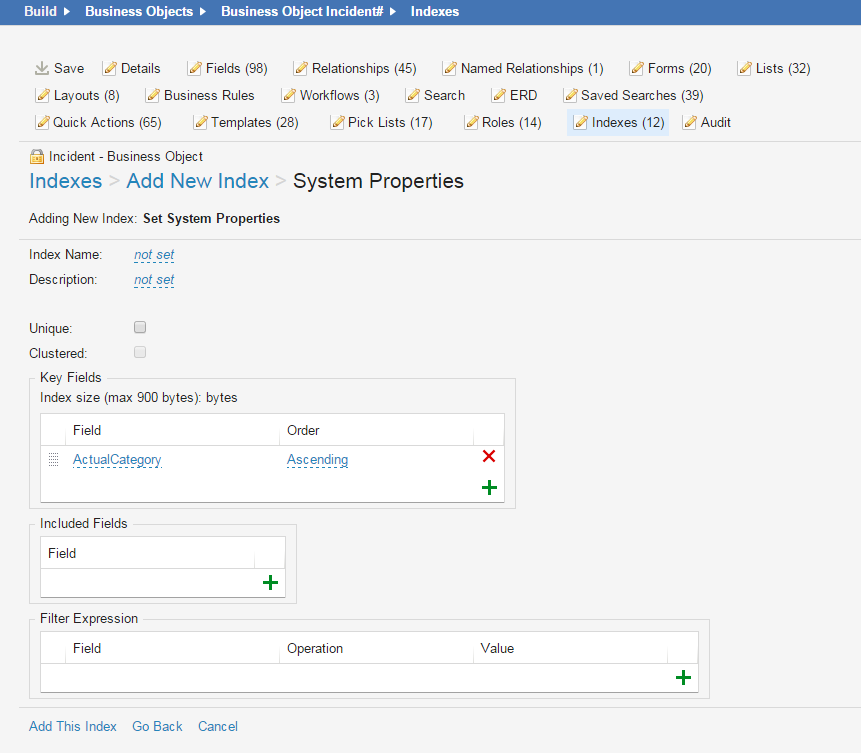 Indexing Business Objects