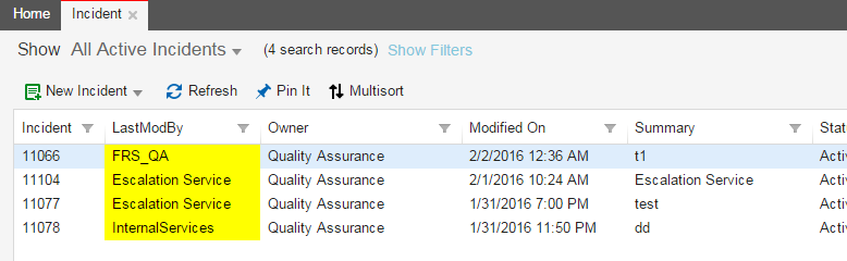 Example: Highlighting Certain Incidents in a List