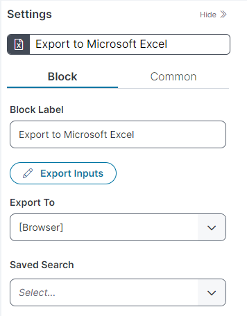 Export to Microsoft Excel Quick Action
