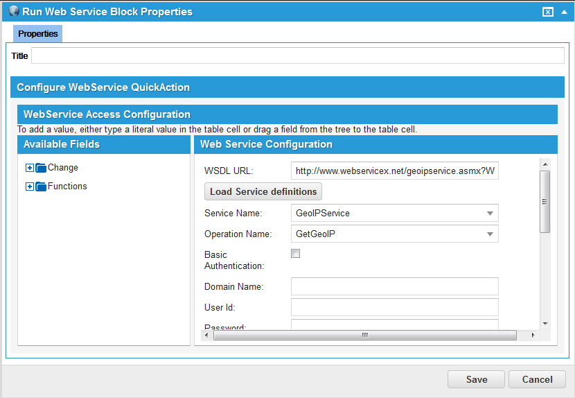 Run Web Service Workflow Block