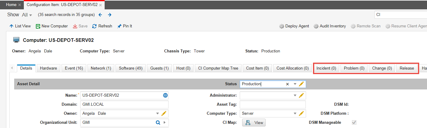 Linking Configuration Items to Other Business Objects