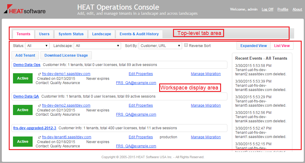 Operations Console Interface