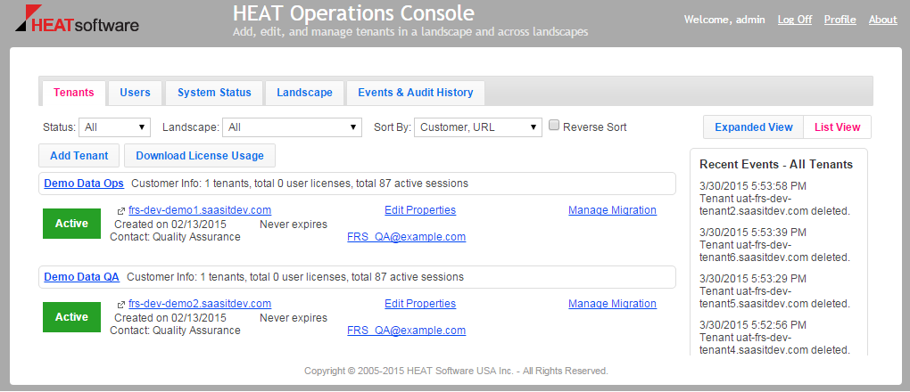 Working with Tenants and Tenant Instances