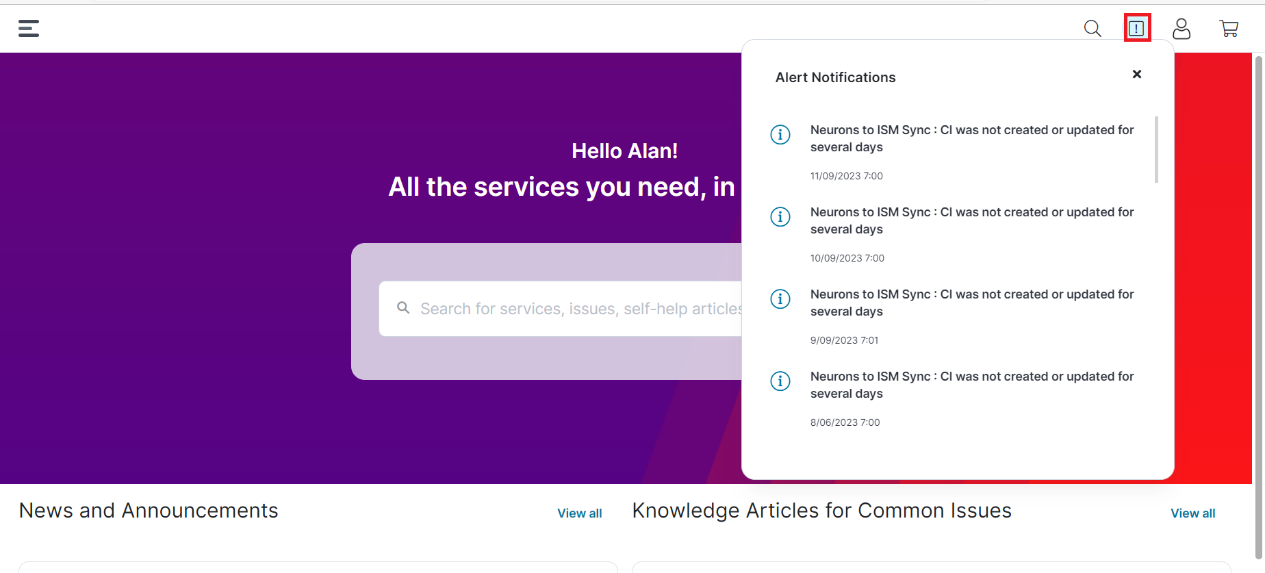 Configuring Alert and FAQ Notifications