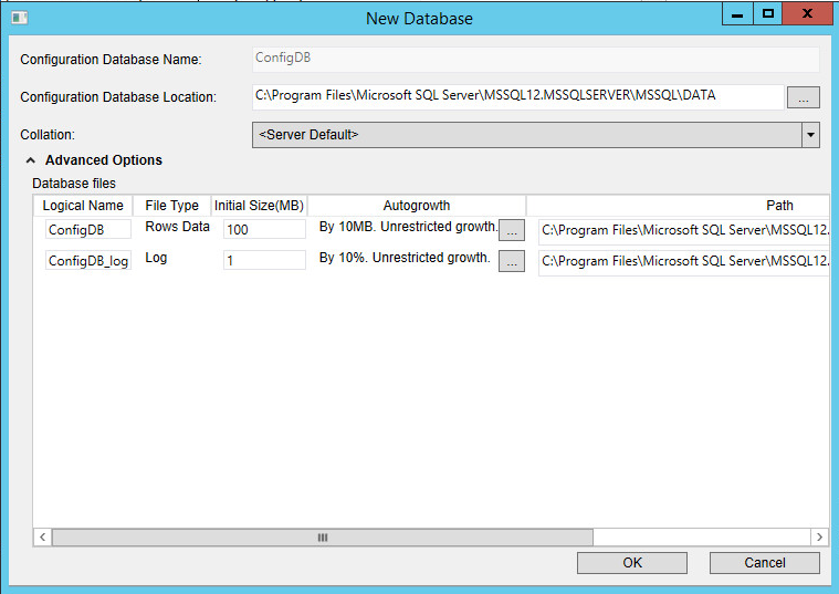 Configuring the Configuration Database