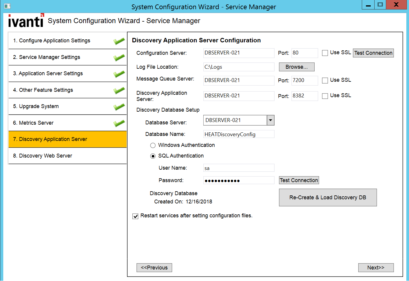Configuring the Discovery Application Server