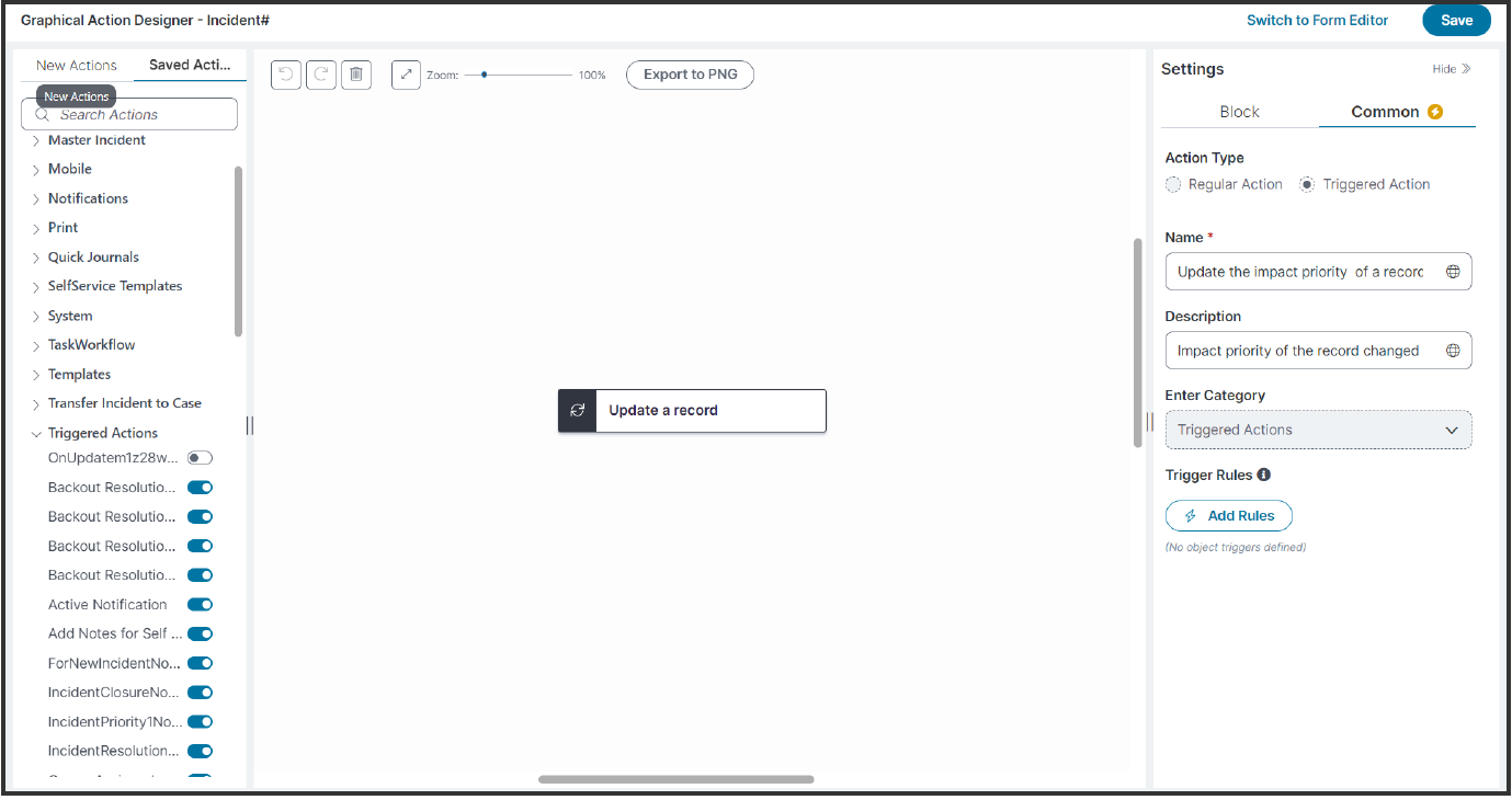 Enabling and Disabling Triggered Actions
