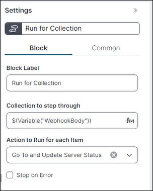 Example: Monitoring Server Health Using Run for Collection (GAD)