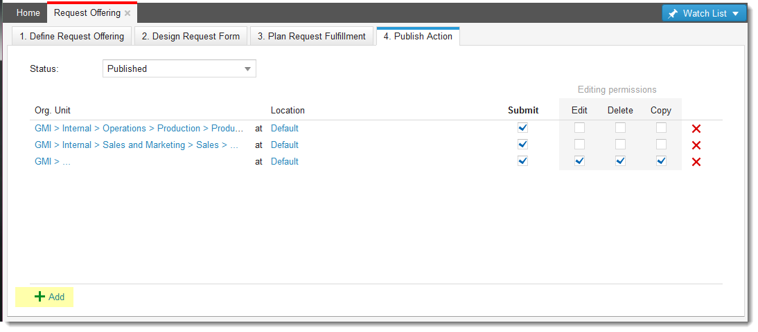 Configuring Request Offering Access