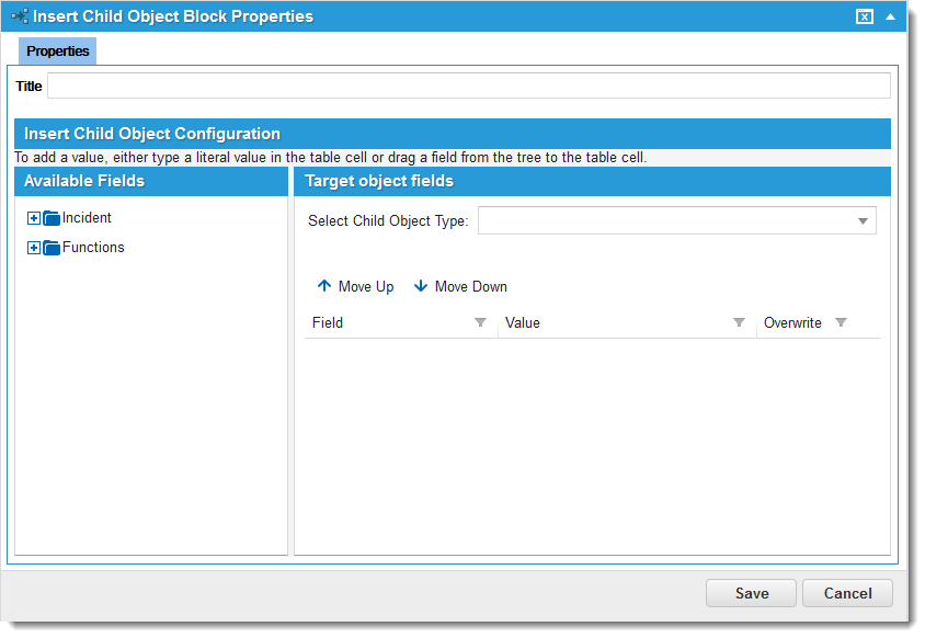 Insert Child Object Workflow Block