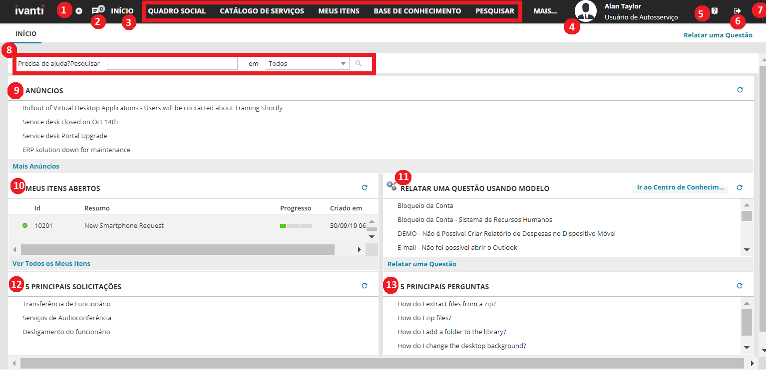 Navegar no portal do Self Service
