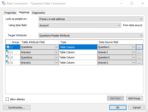Configure People Table Attributes Data Connections