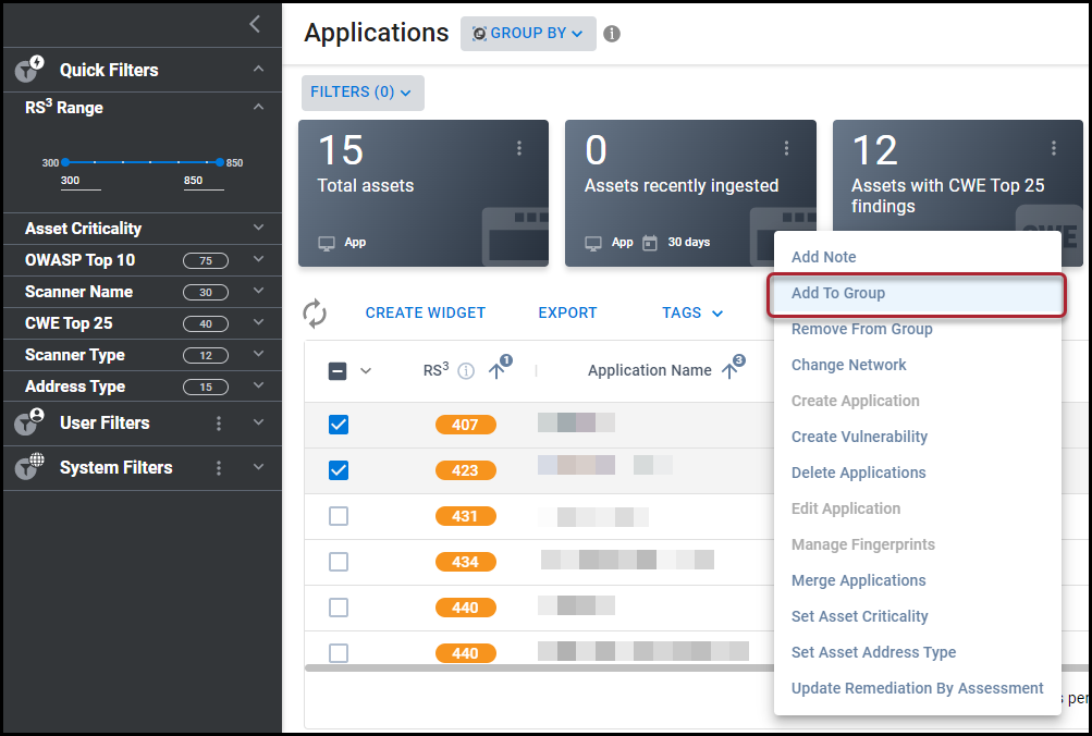 Adding an Application to a Group