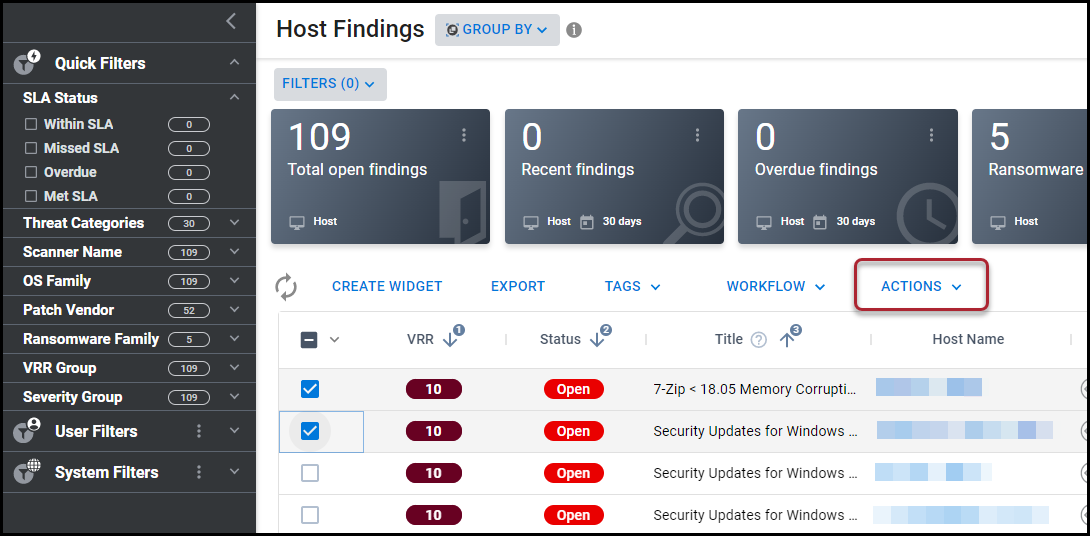 Adding a Note to a Host Finding