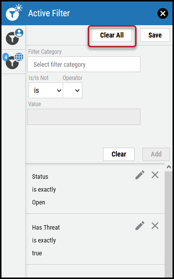 Clearing Active Filters from a Page