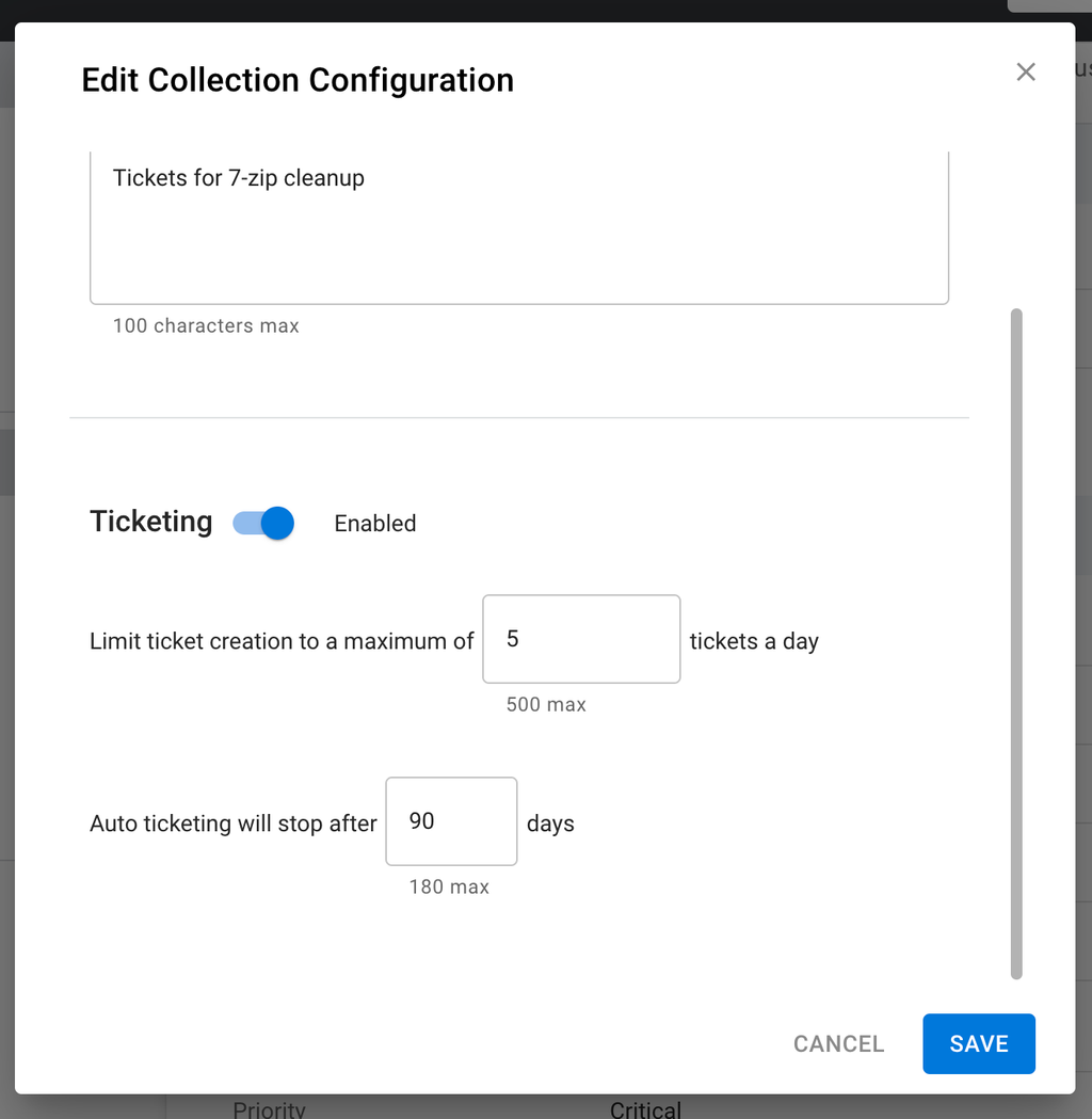 Editing Auto Ticketing Settings