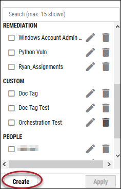 Creating a Tag from a List View Page