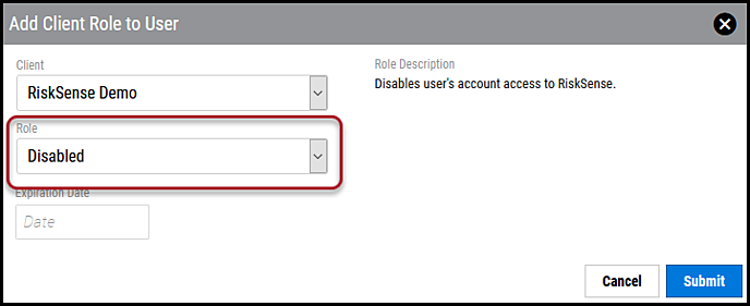 Disabling a User