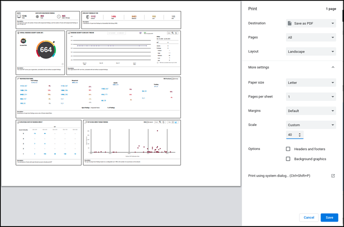 Printing a Dashboard through Chrome Browser