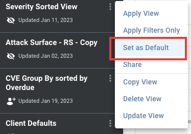 Setting the Default View