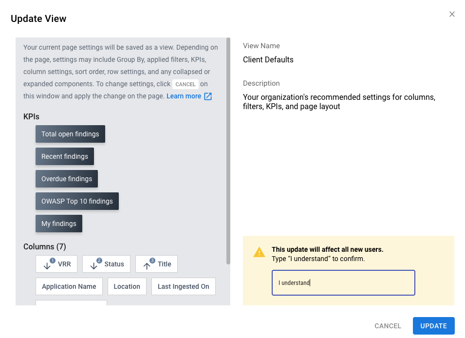 Managing Client Defaults